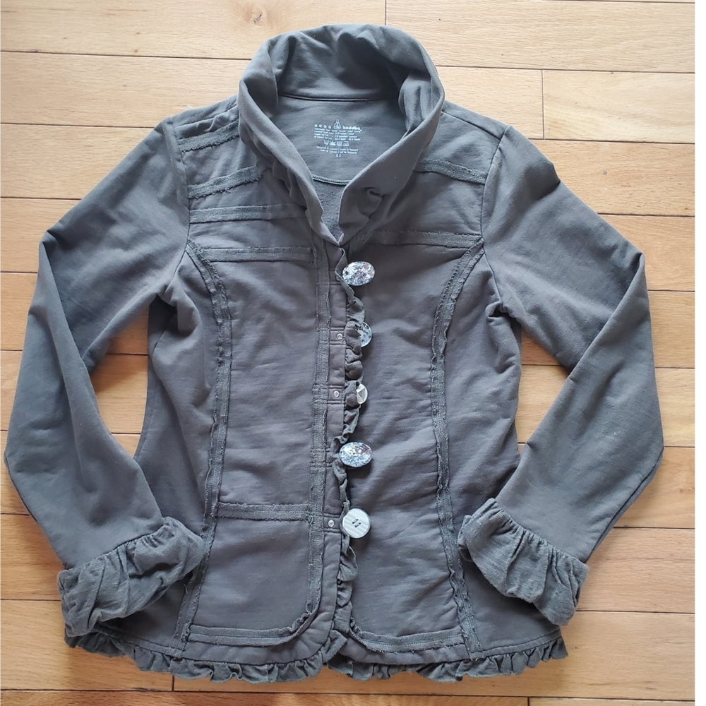 Neon Buddha Olive Green Cotton Button Jacket Xs - Gem